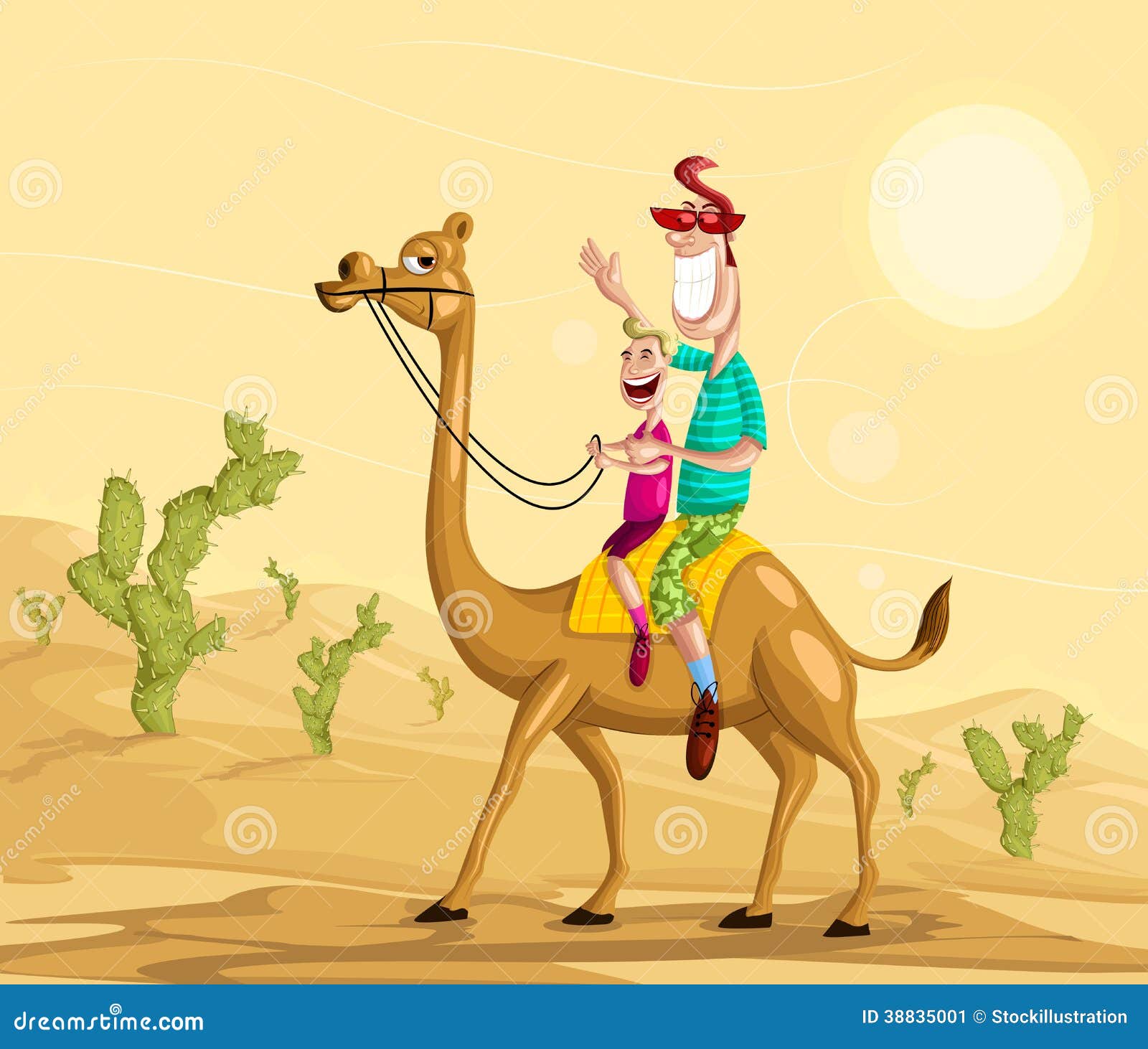 Happy family on camel ride stock vector. Illustration of safari - 38835001