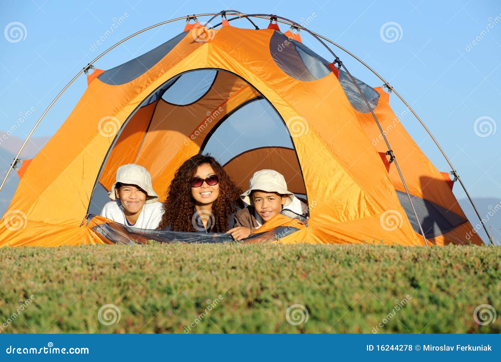 Happy Family Camping stock photo. Image of sunny, campers - 16244278