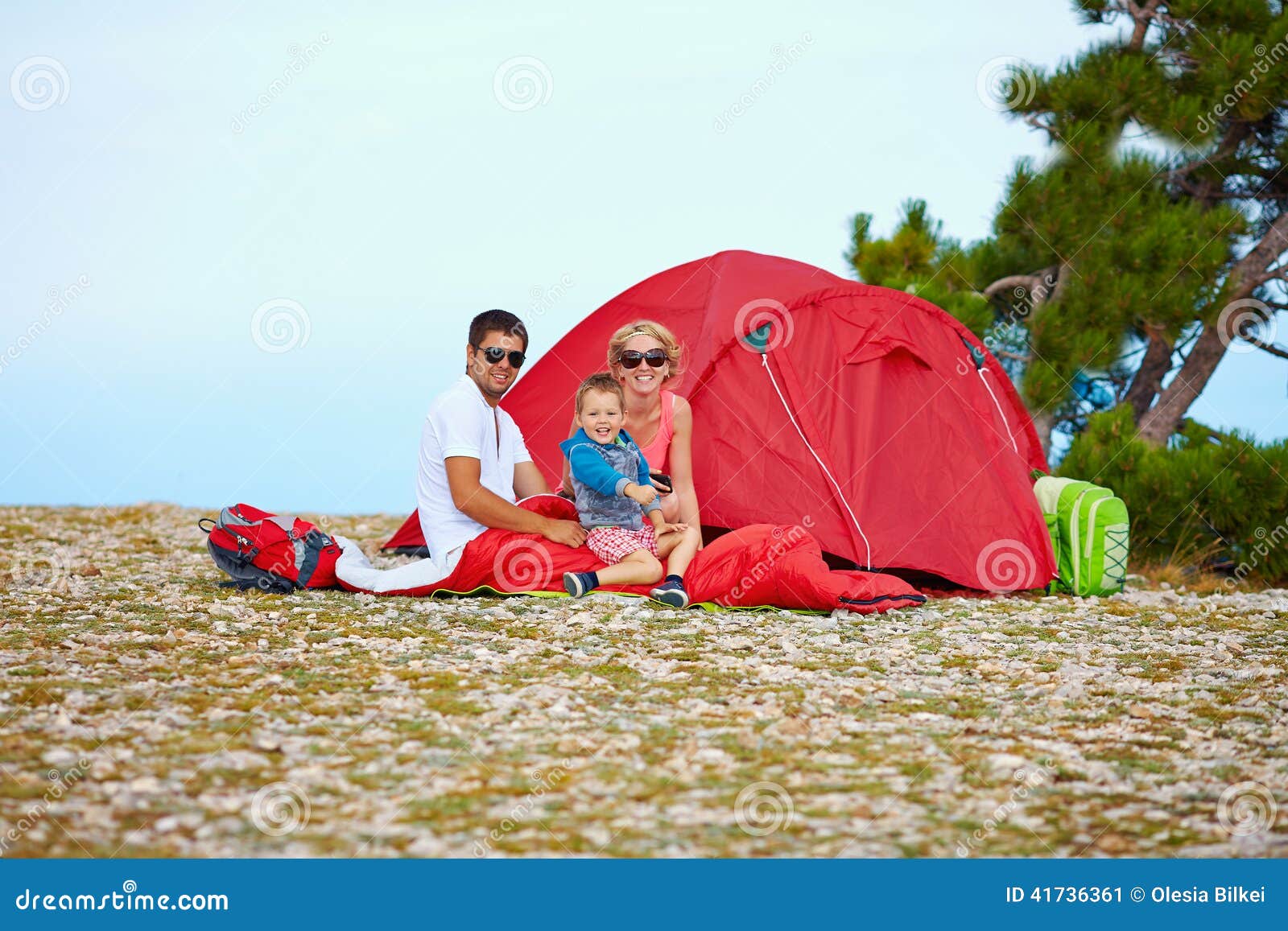 Happy Family Camping in Mountains Stock Image - Image of camp, candid ...