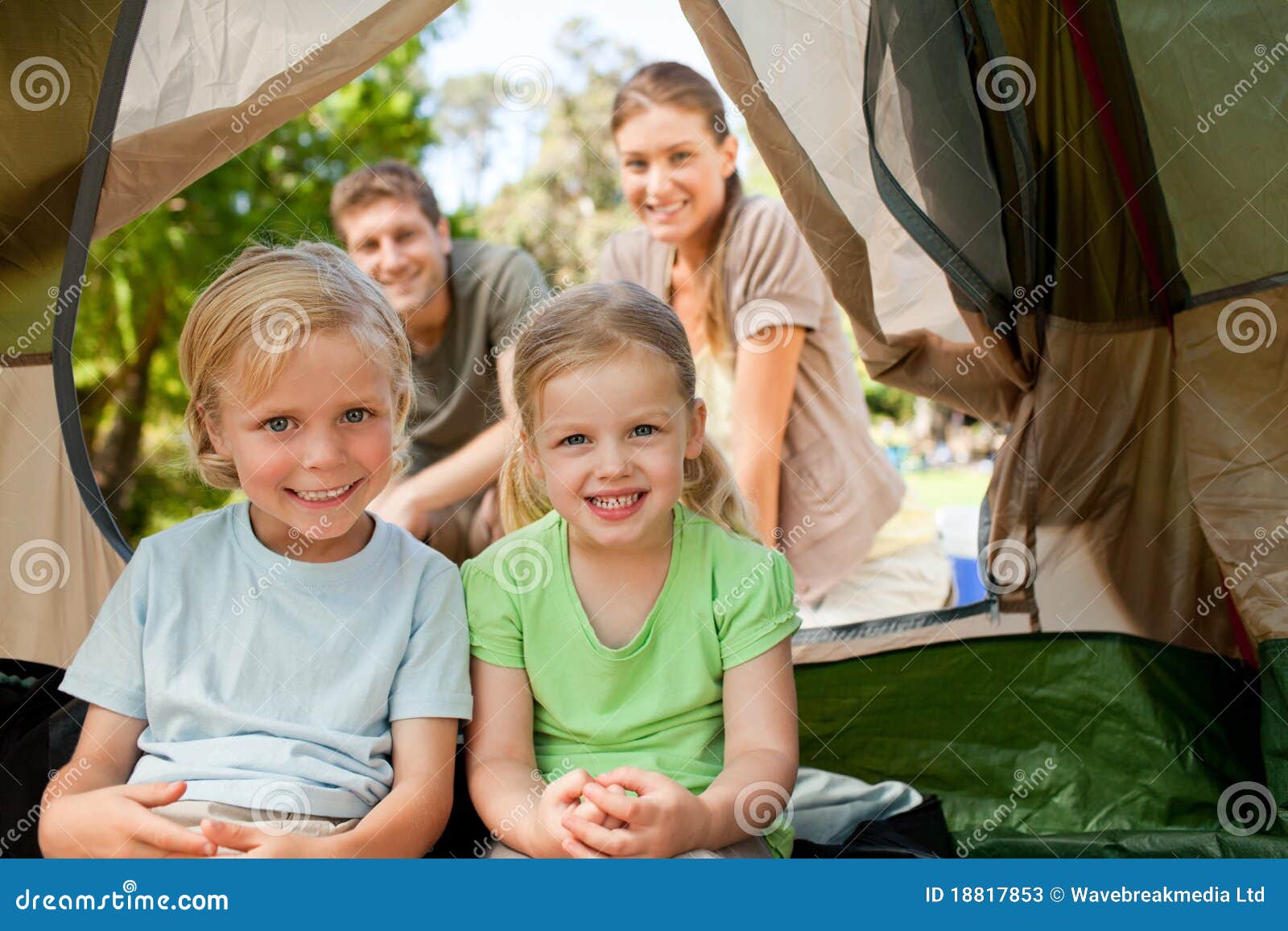 Happy Family Camping in the Park Stock Image - Image of handsome ...