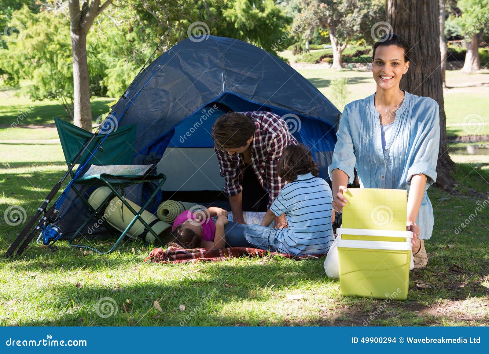 Happy Family on a Camping Trip Stock Photo - Image of mother, male ...