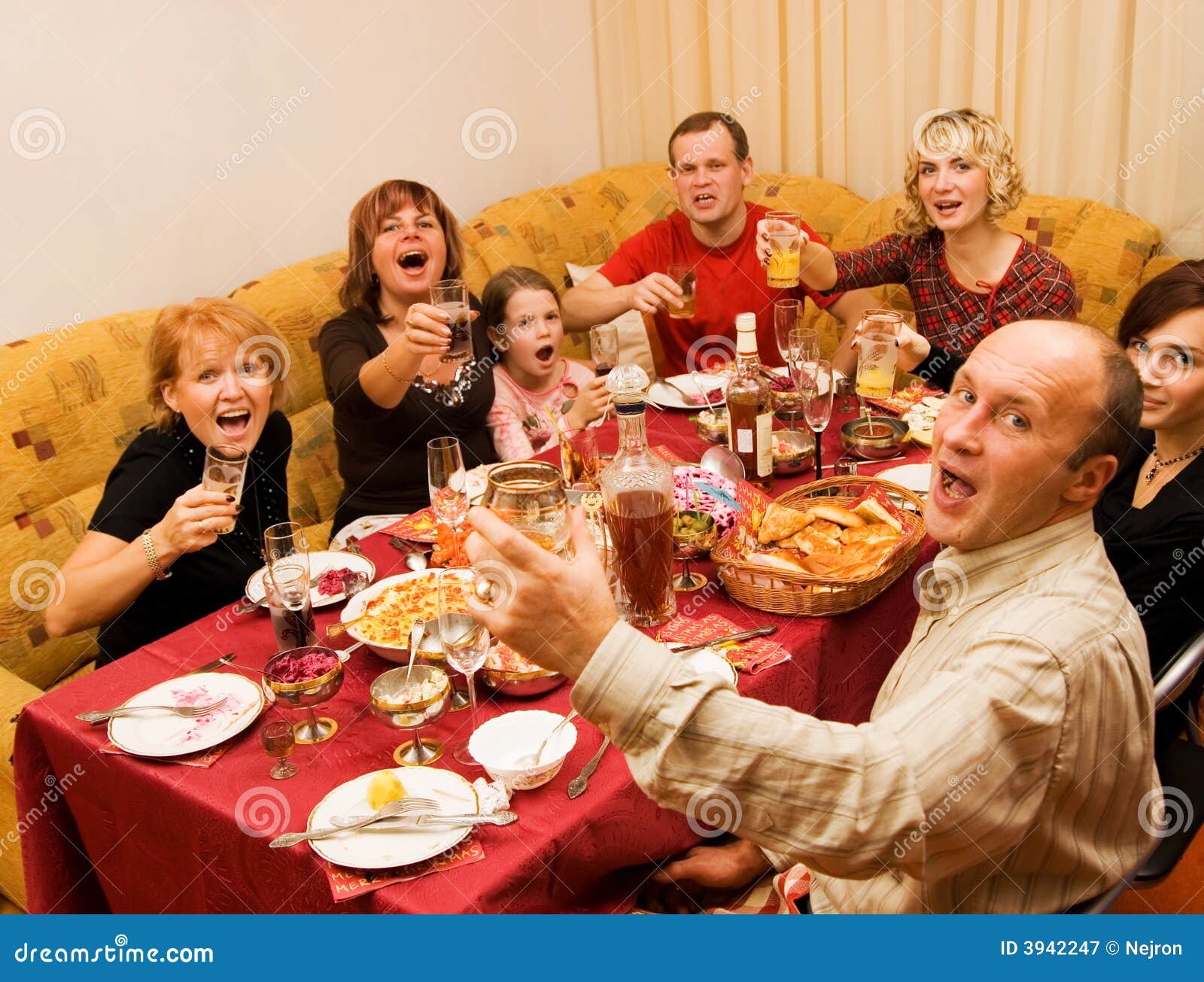 Happy family celebrating stock image. Image of family - 3942247