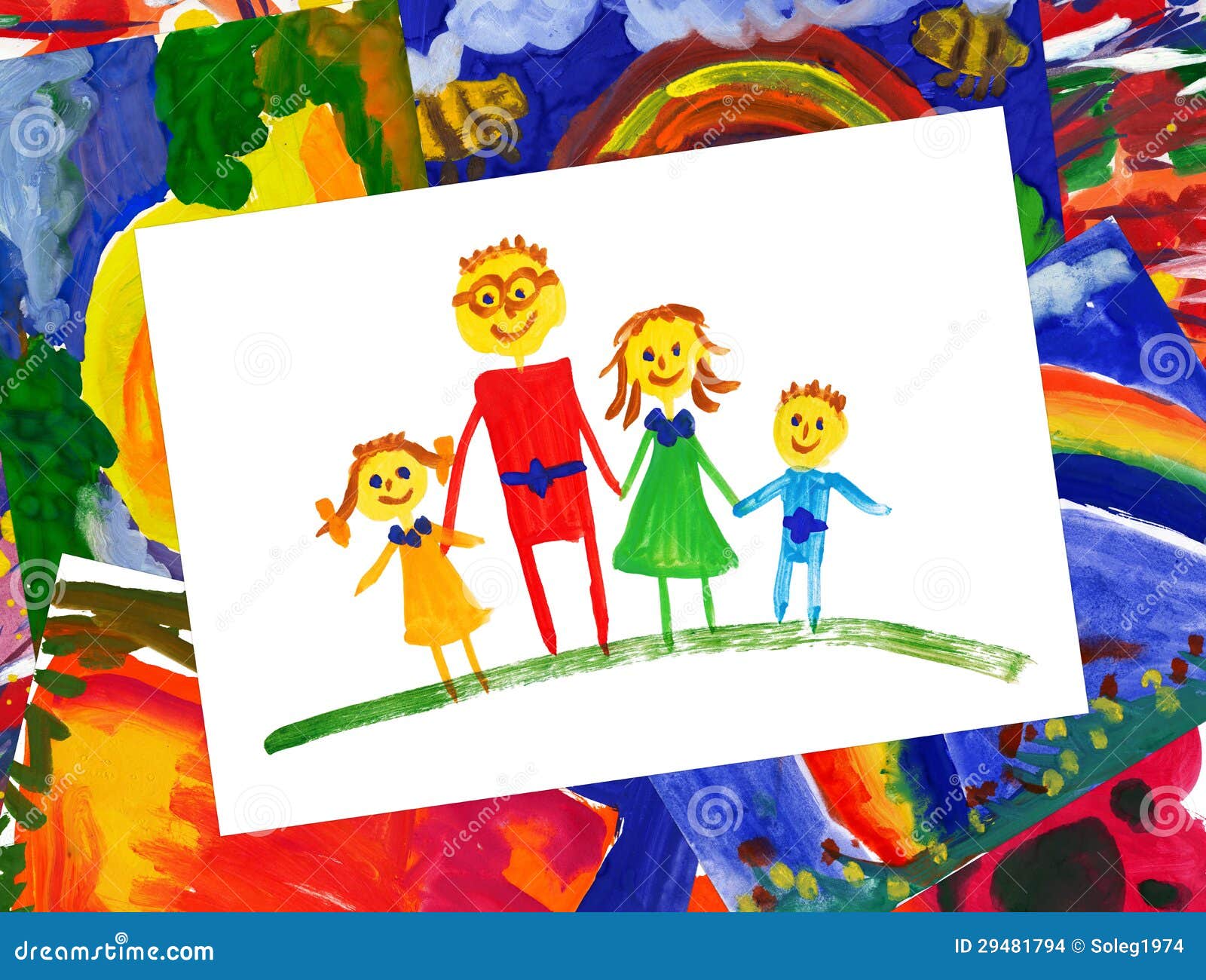 Happy family with collage stock illustration. Illustration of people ...