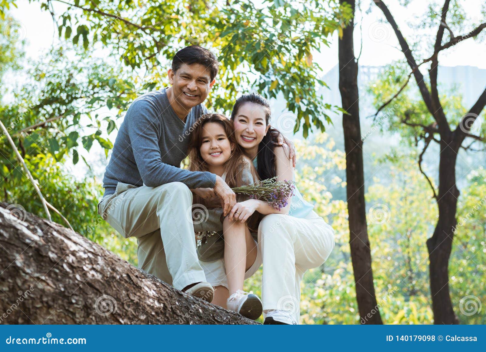 Happy Family Concept, Climbing on the Tree Stock Photo - Image of care ...