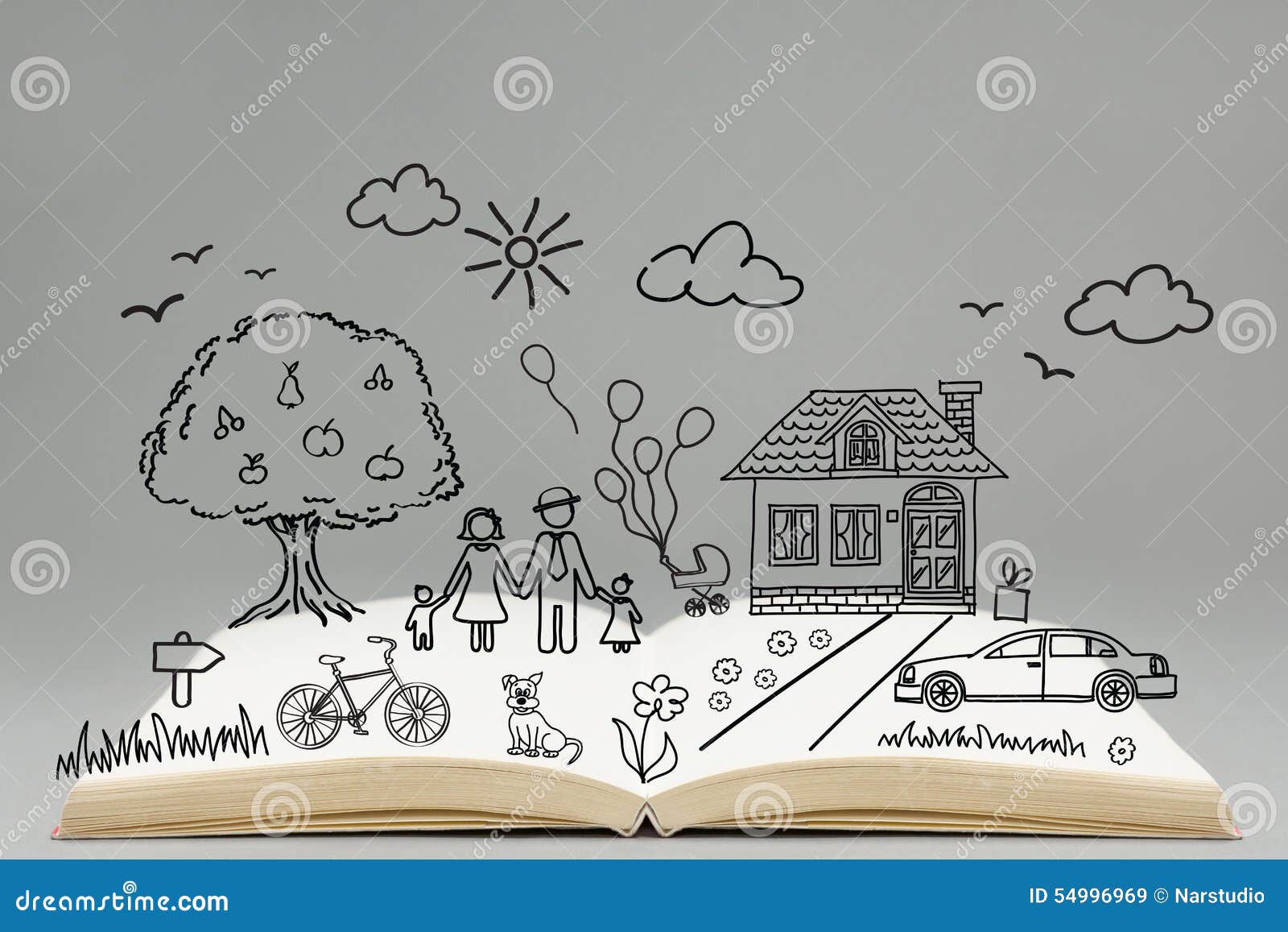 Happy family concept. stock illustration. Illustration of cartoon ...
