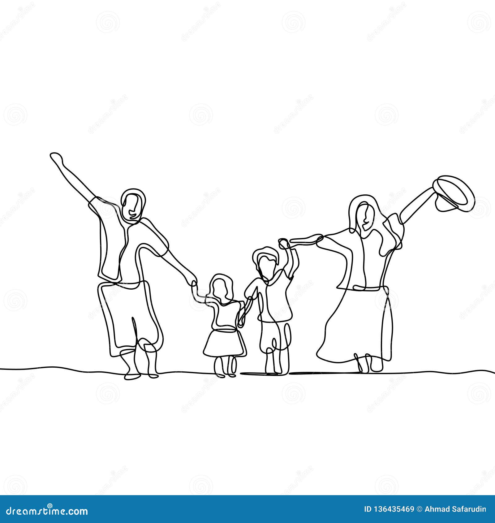 Happy Family Continuous Line Drawing Vector Illustration Isolated on ... Happy Family Continuous Line Drawing Vector Illustration Isolated on ...