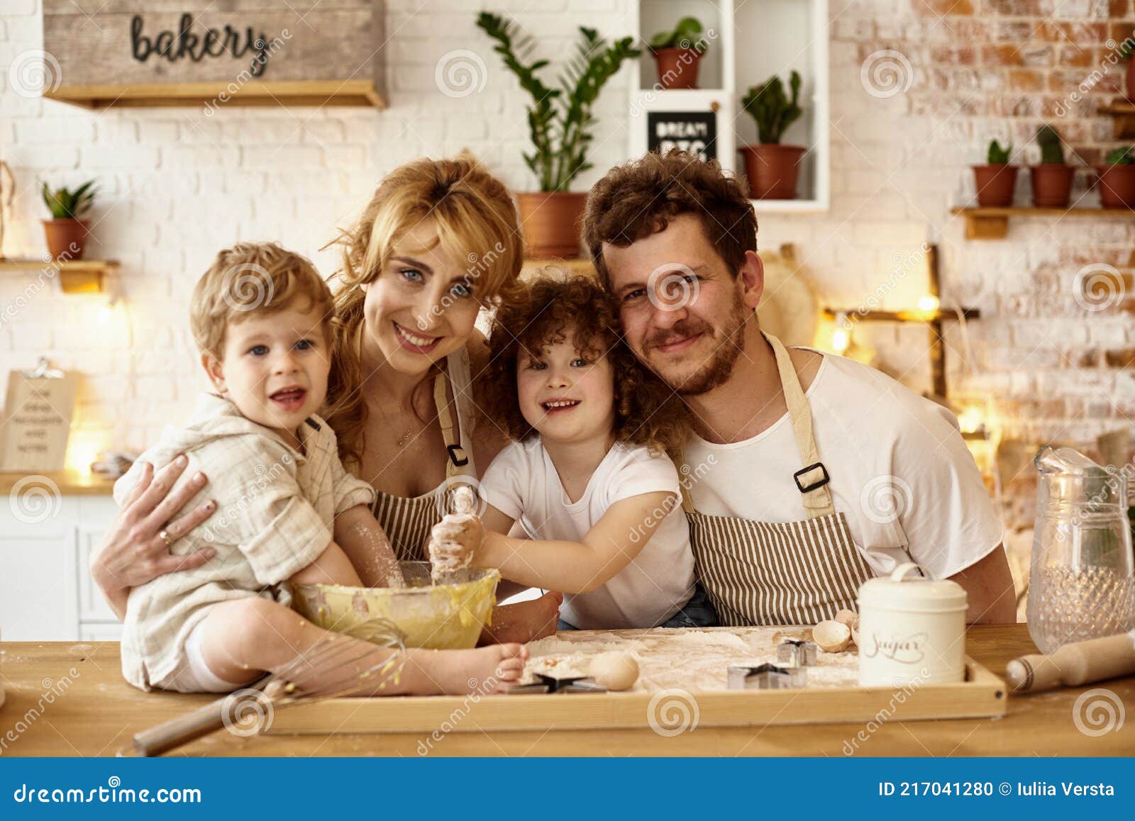 Happy Family Cooking in the Kitchen Stock Photo - Image of children ...
