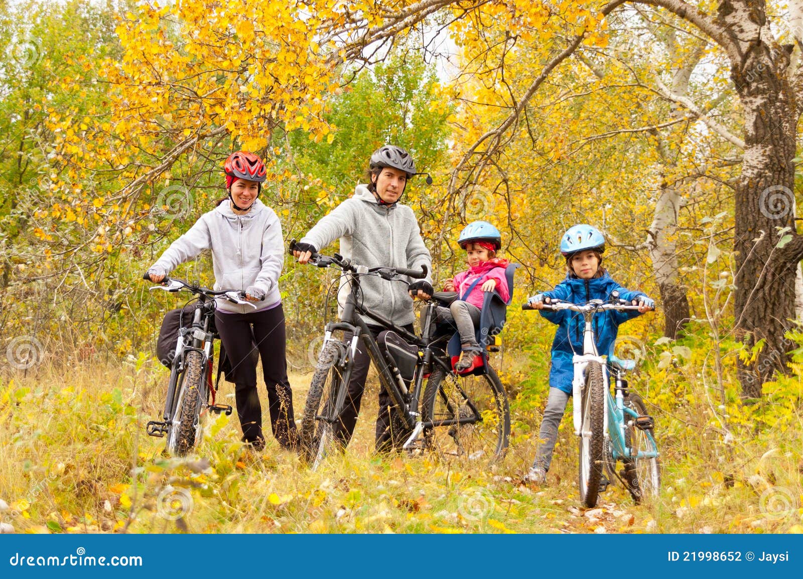 Happy Family Cycling Outdoors, on Bikes Stock Photo - Image of active ...