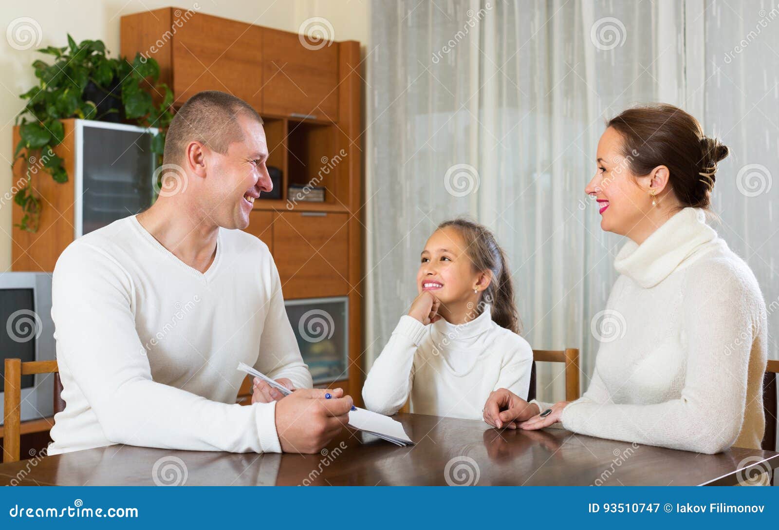 Happy Family with Documents Stock Image - Image of family, business ...