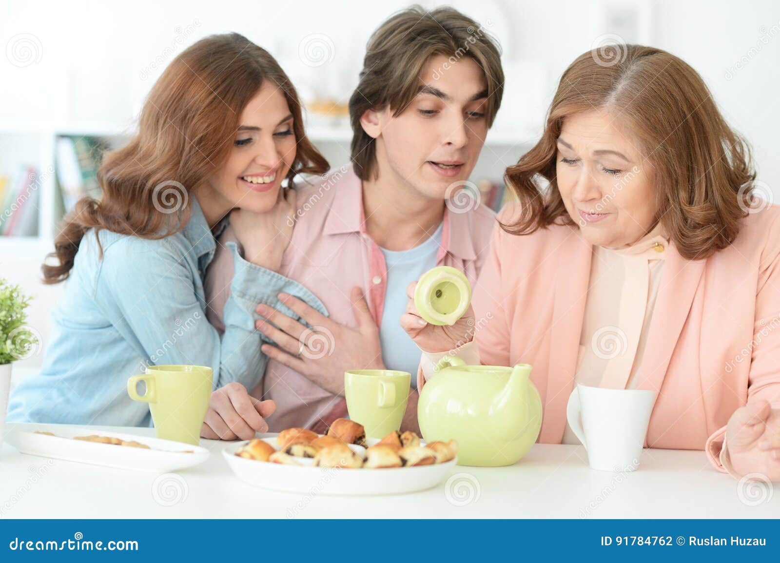 Happy Family Drinking Tea Together Stock Photo - Image of drink ...