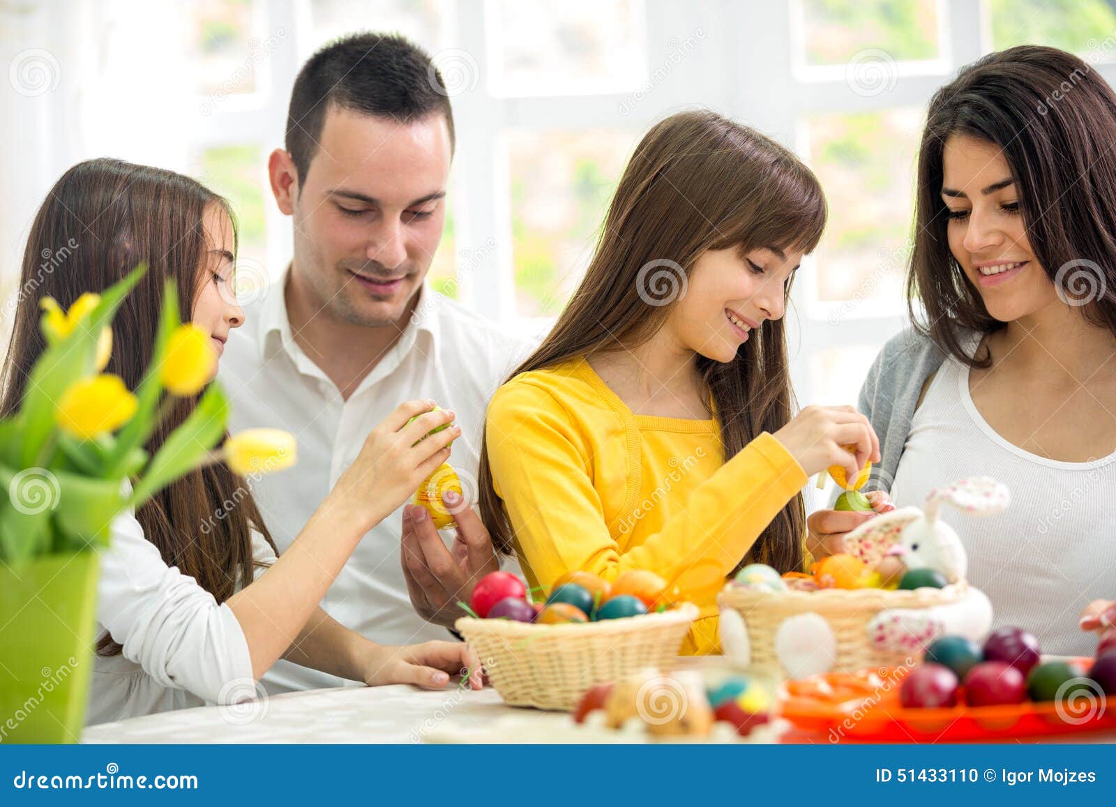 Happy family on Easter stock photo. Image of caucasian - 51433110
