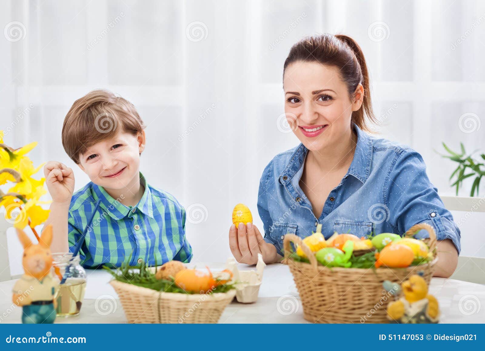 Happy Family in Easter Time Stock Image - Image of happiness, colorful ...