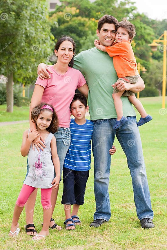 Happy family of five stock image. Image of length, happy - 15886071