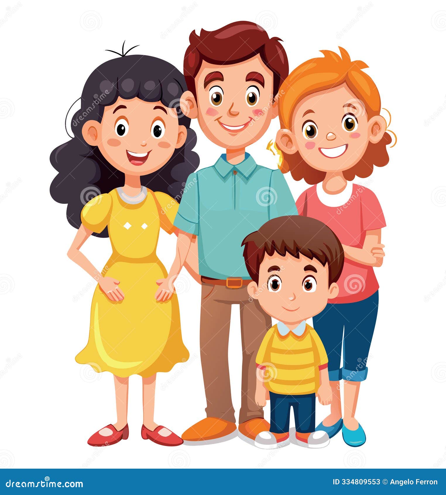 Happy Family of Five Posing Together Smiling- Stock Vector ...