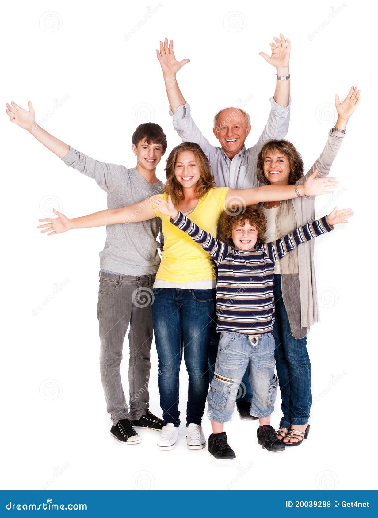 Happy Family of Five with Young Kid Stock Photo - Image of looking ...