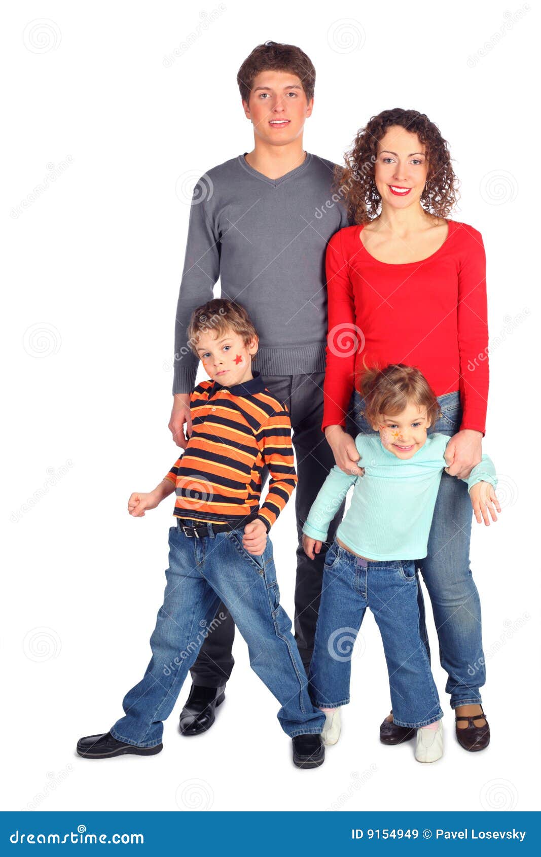 Happy Family of Four Full Body Stock Image - Image of laughing, mommy ...