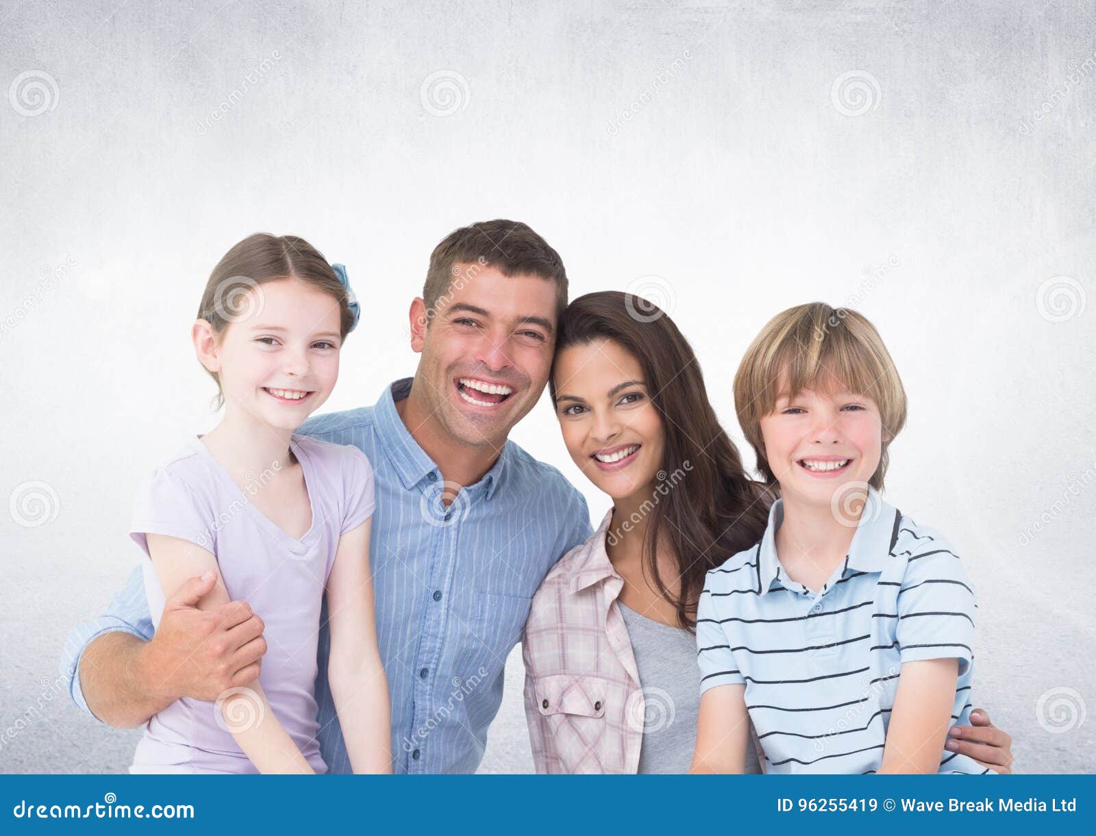 Happy Family in Front of Grey Background Stock Image - Image of ...