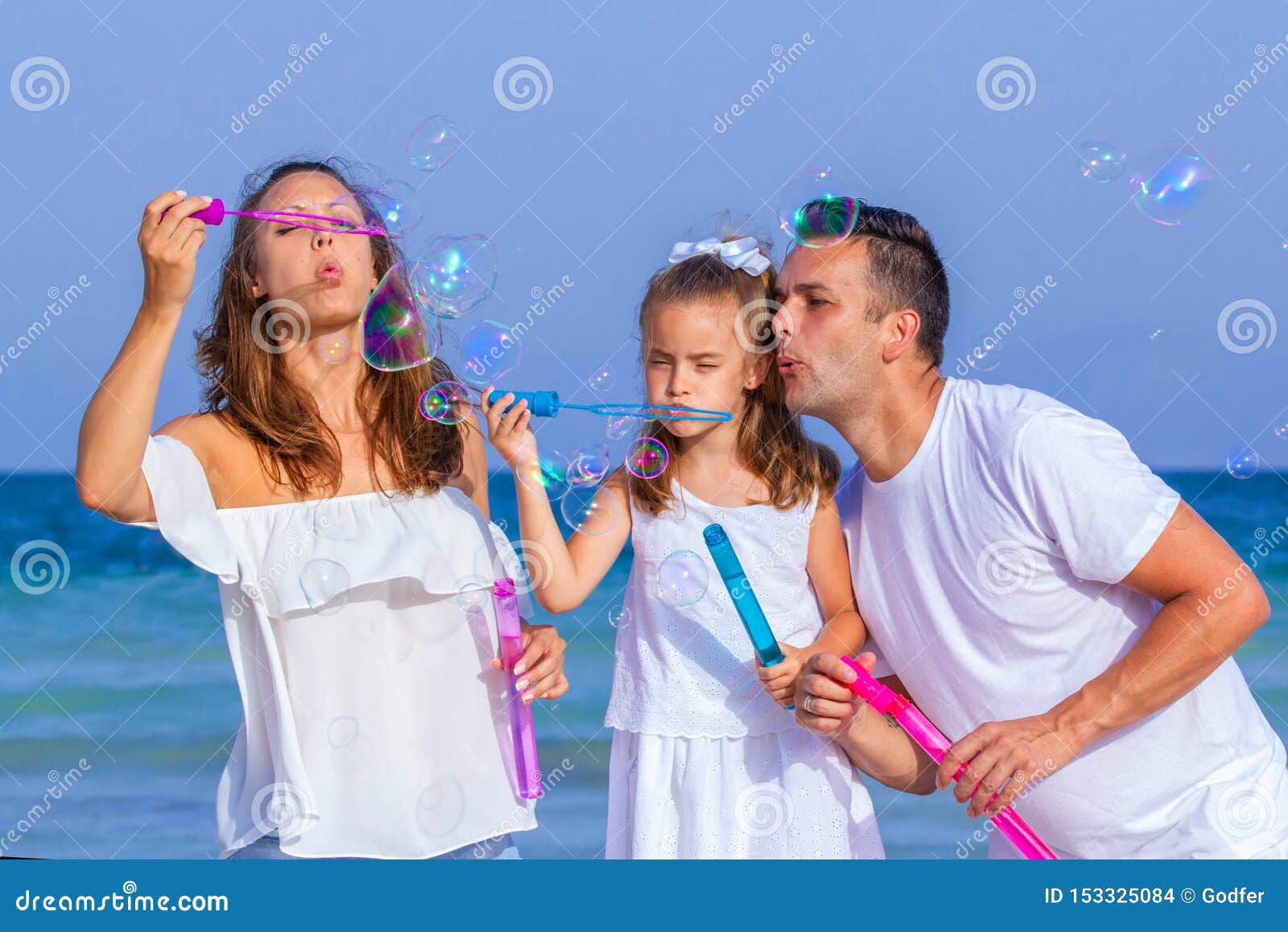 Happy Smiling Family Bubbles Stock Photo - Image of wife, holidays ...