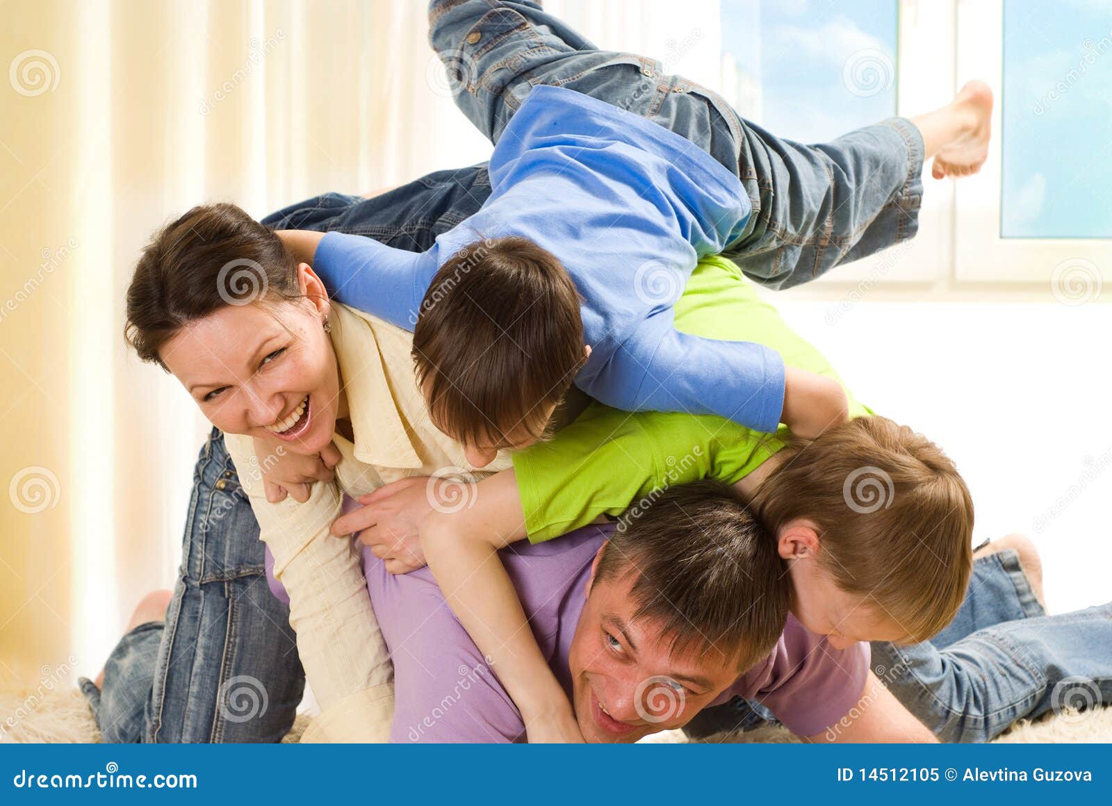 Happy family fun playing stock image. Image of boys, lifestyle - 14512105