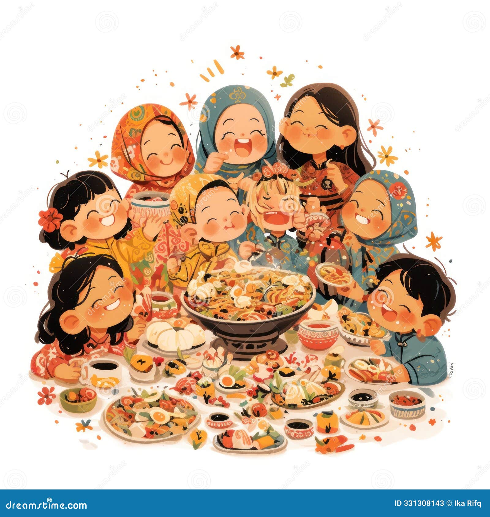 Happy Family Gathering Illustration Generated with Ai Stock ...