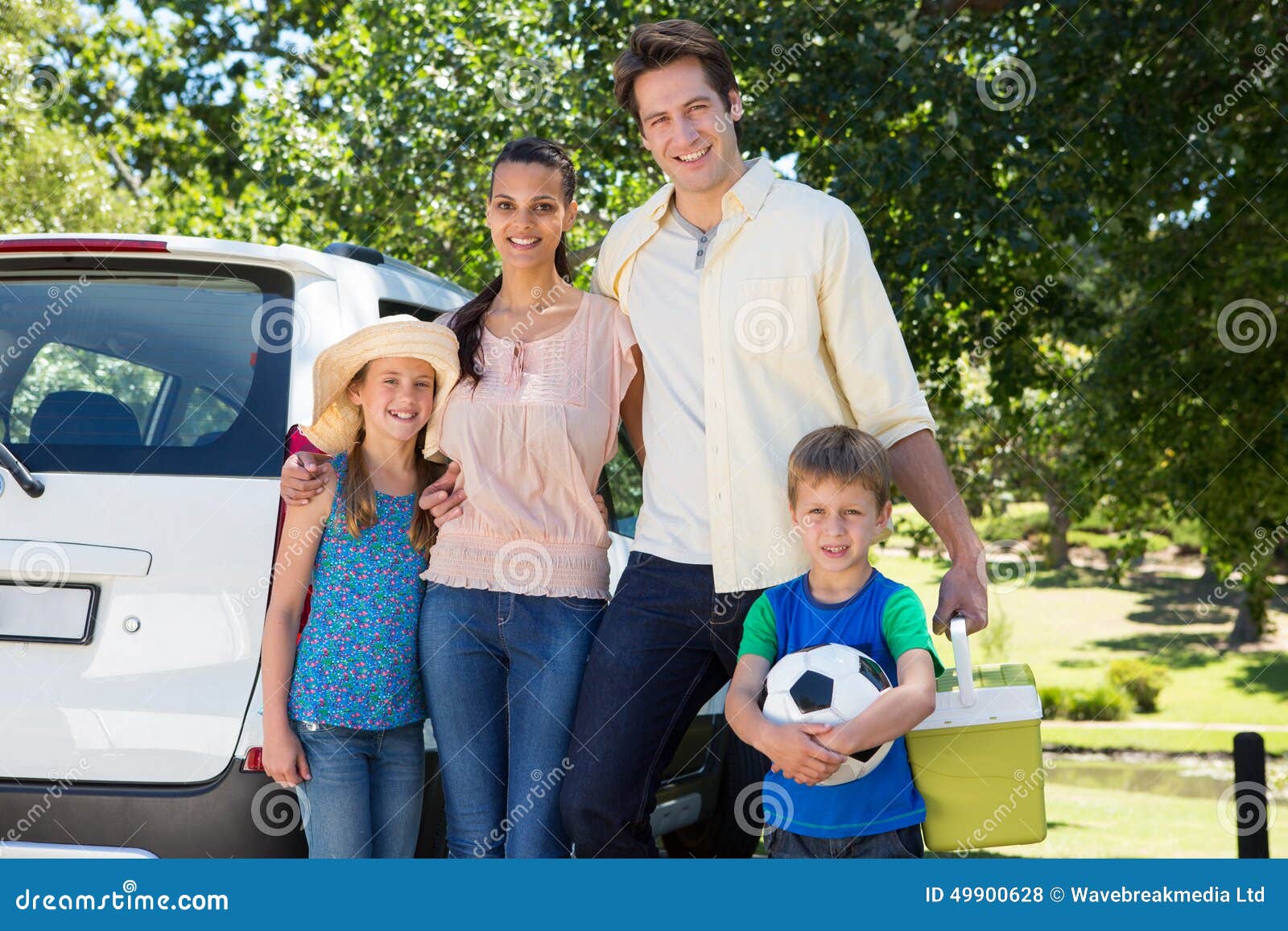 Happy Family Getting Ready for Road Trip Stock Photo - Image of ...