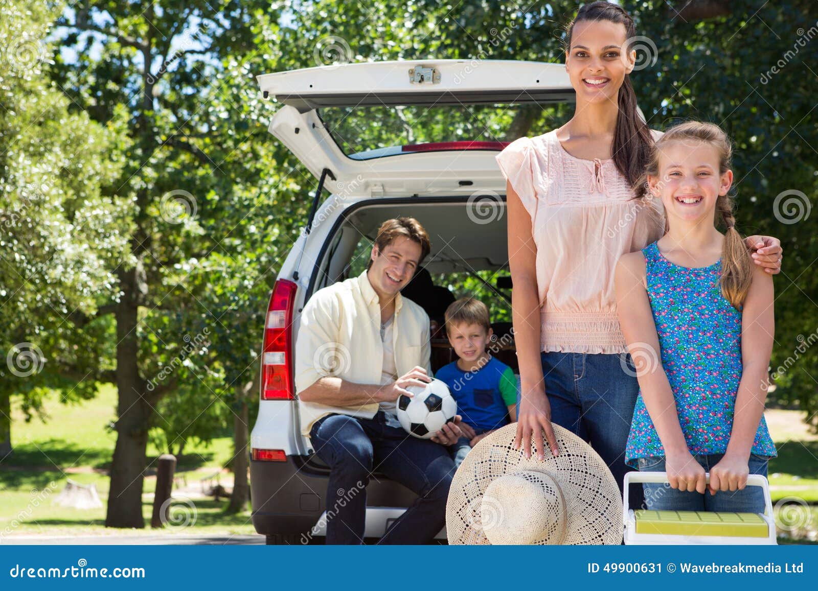 Happy Family Getting Ready for Road Trip Stock Image - Image of girl ...