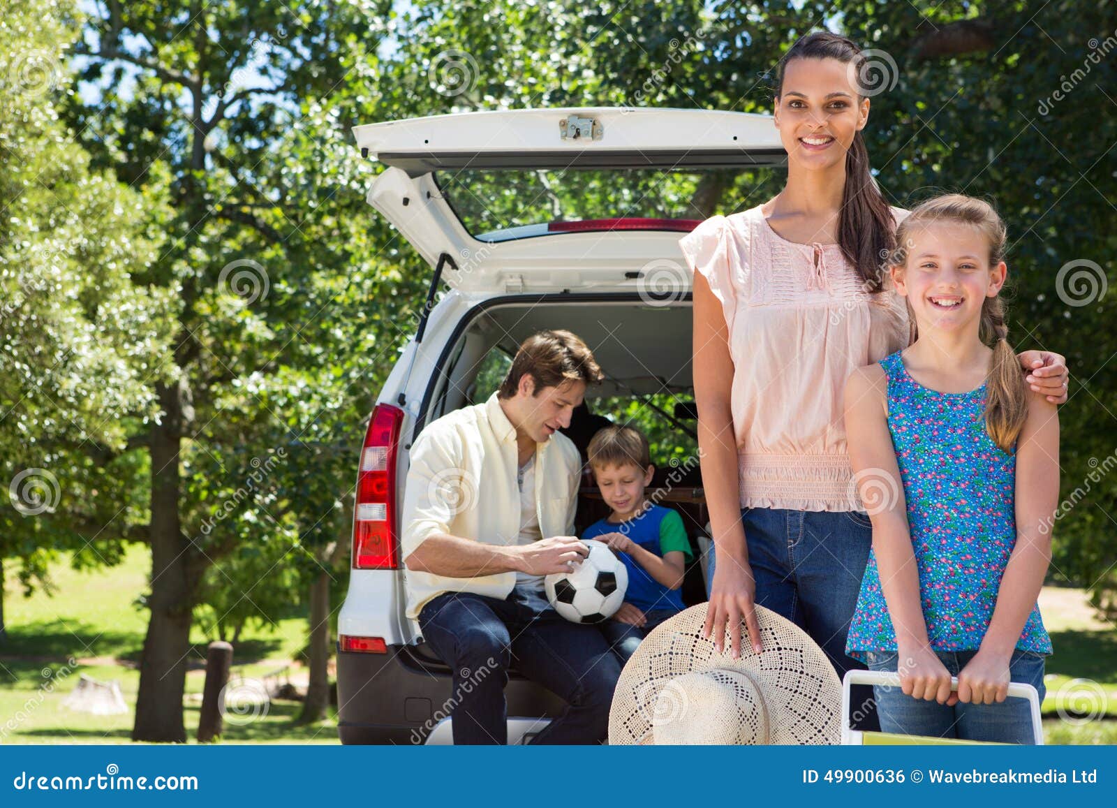 Happy Family Getting Ready for Road Trip Stock Photo - Image of outing ...