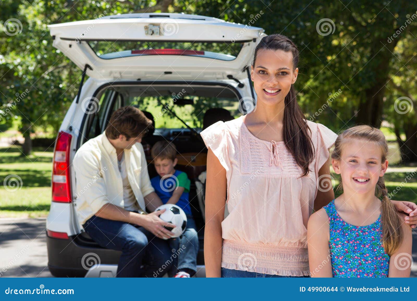Happy Family Getting Ready for Road Trip Stock Photo - Image of female ...