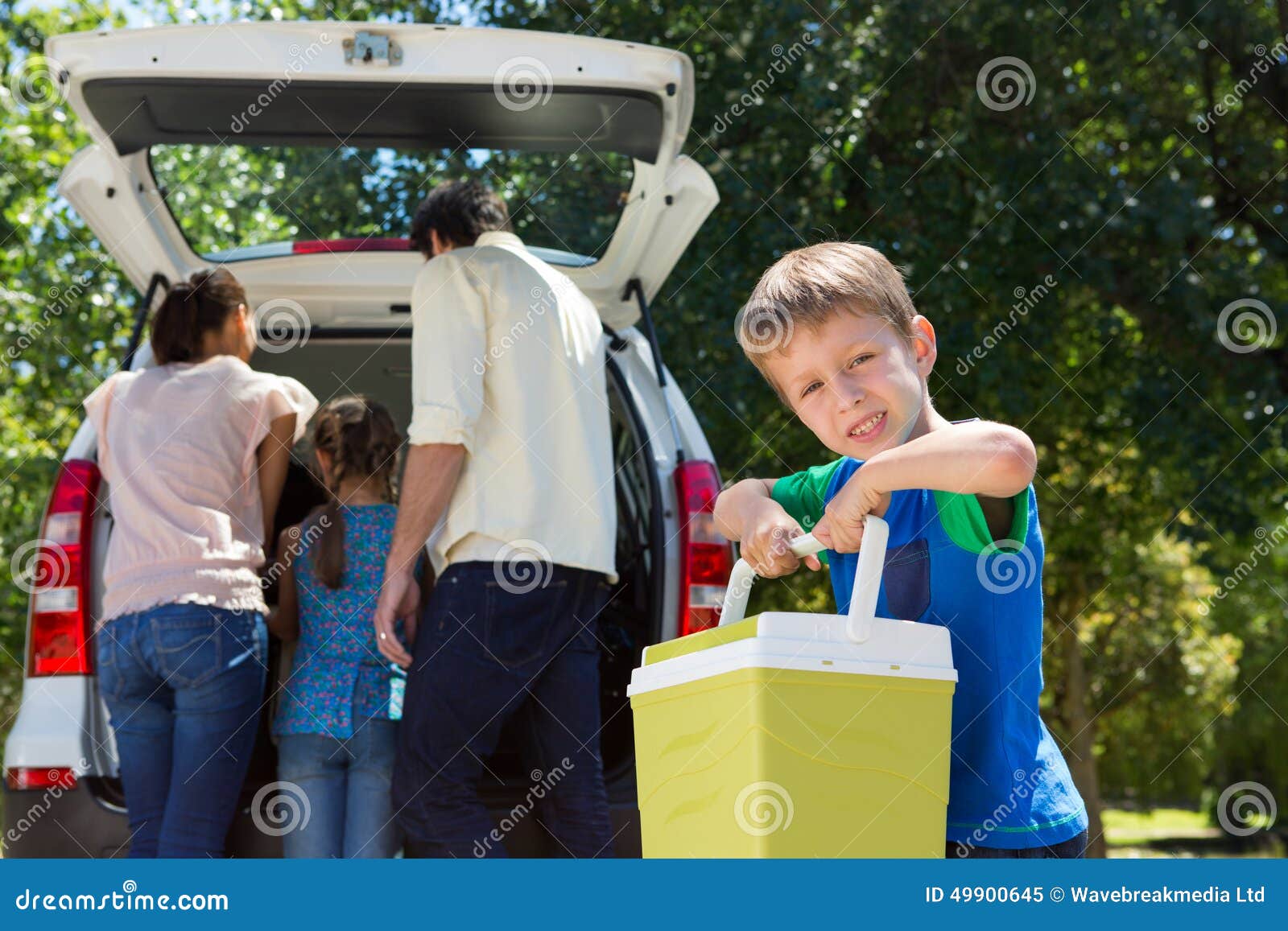 Happy Family Getting Ready for Road Trip Stock Image - Image of ...