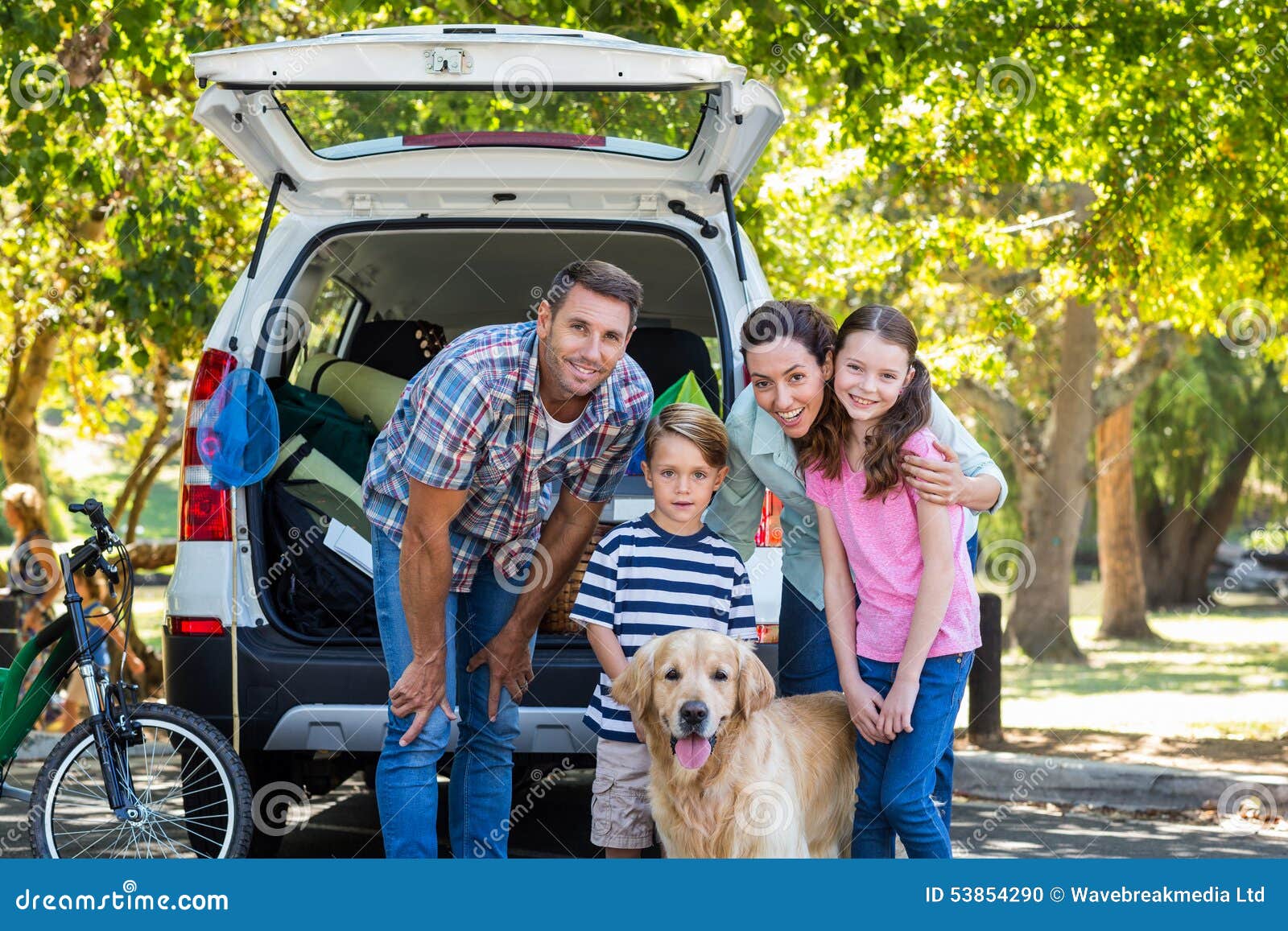 Happy Family Getting Ready for Road Trip Stock Photo - Image of ...