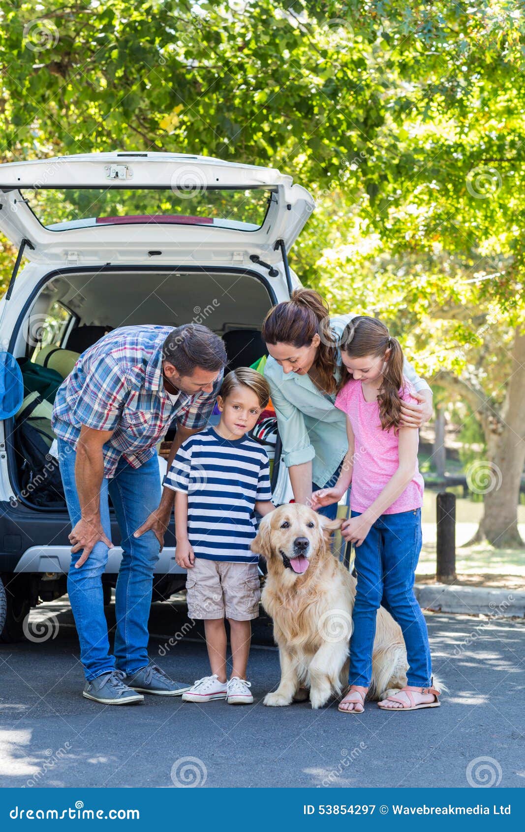 Happy Family Getting Ready for Road Trip Stock Image - Image of female ...