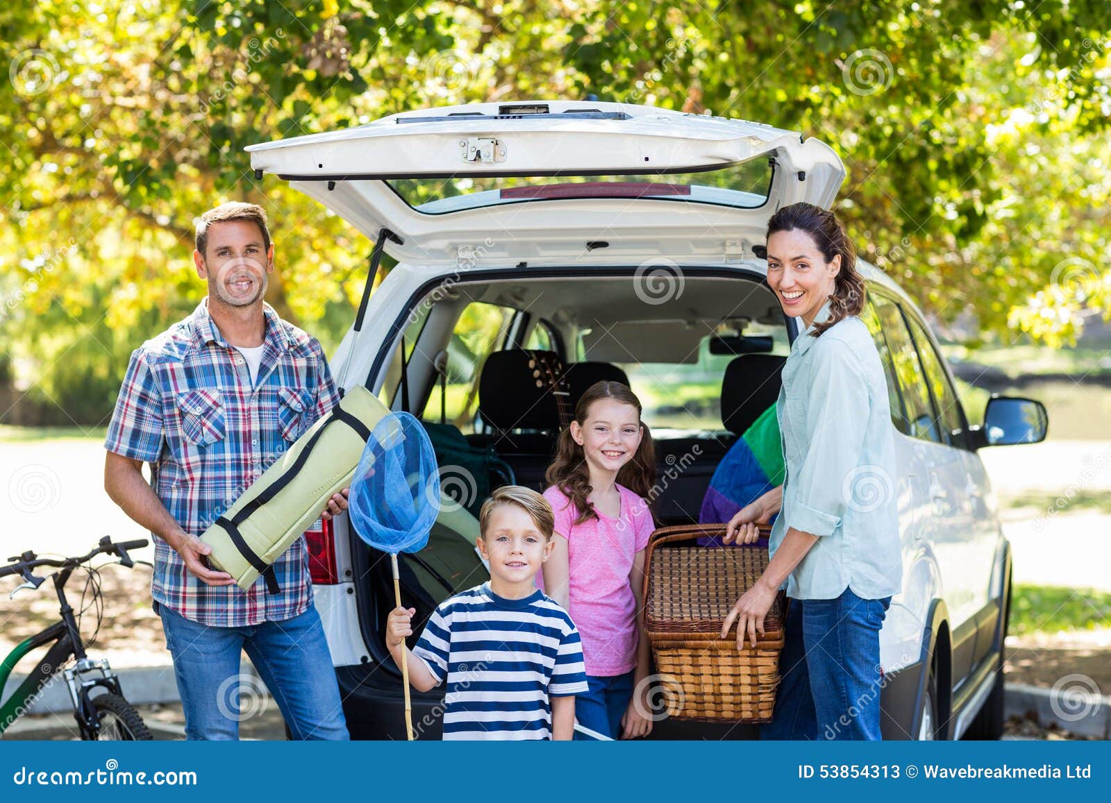 Happy Family Getting Ready for Road Trip Stock Image - Image of ...
