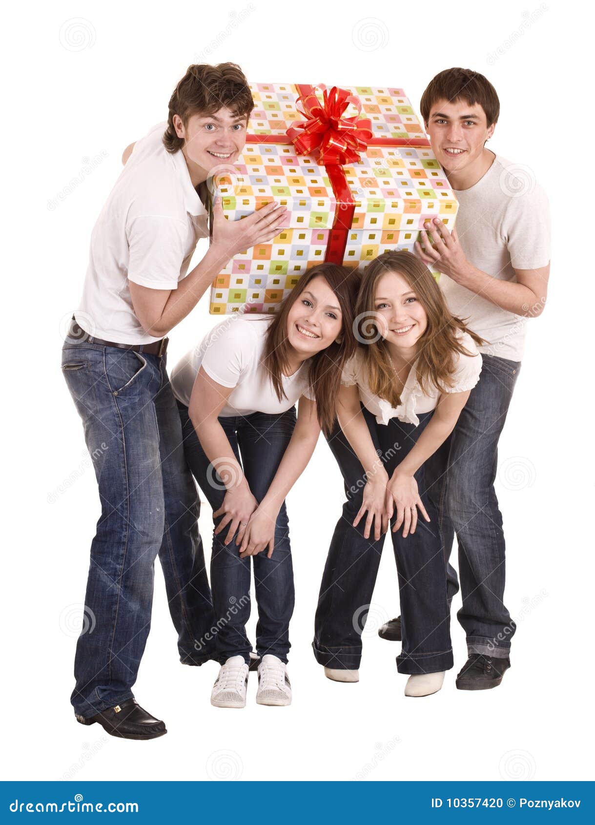 Happy Family with Gift Box. Stock Photo - Image of newly, husband: 10357420
