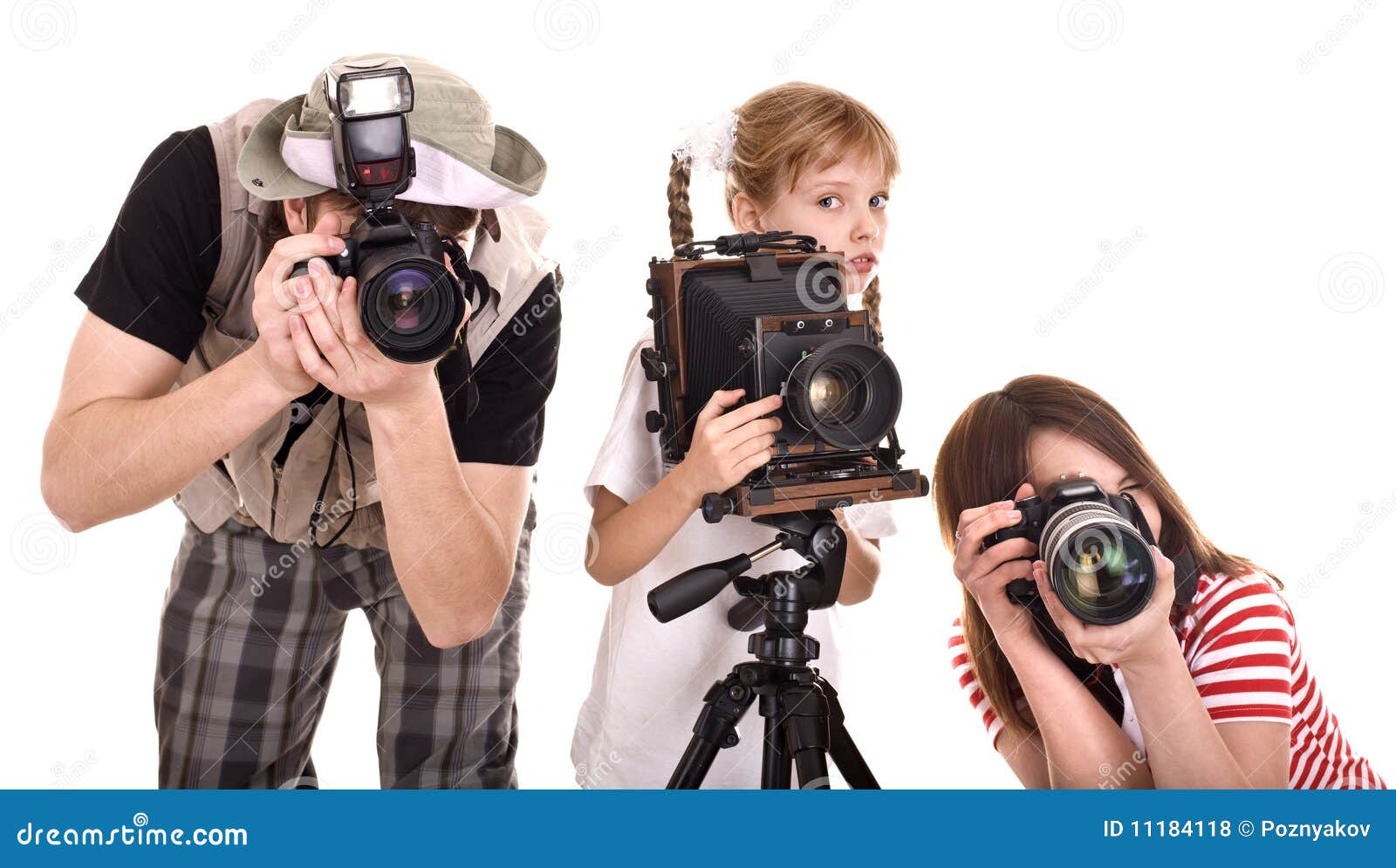 Happy Family with Group Camera. Stock Photo - Image of hair, offspring ...
