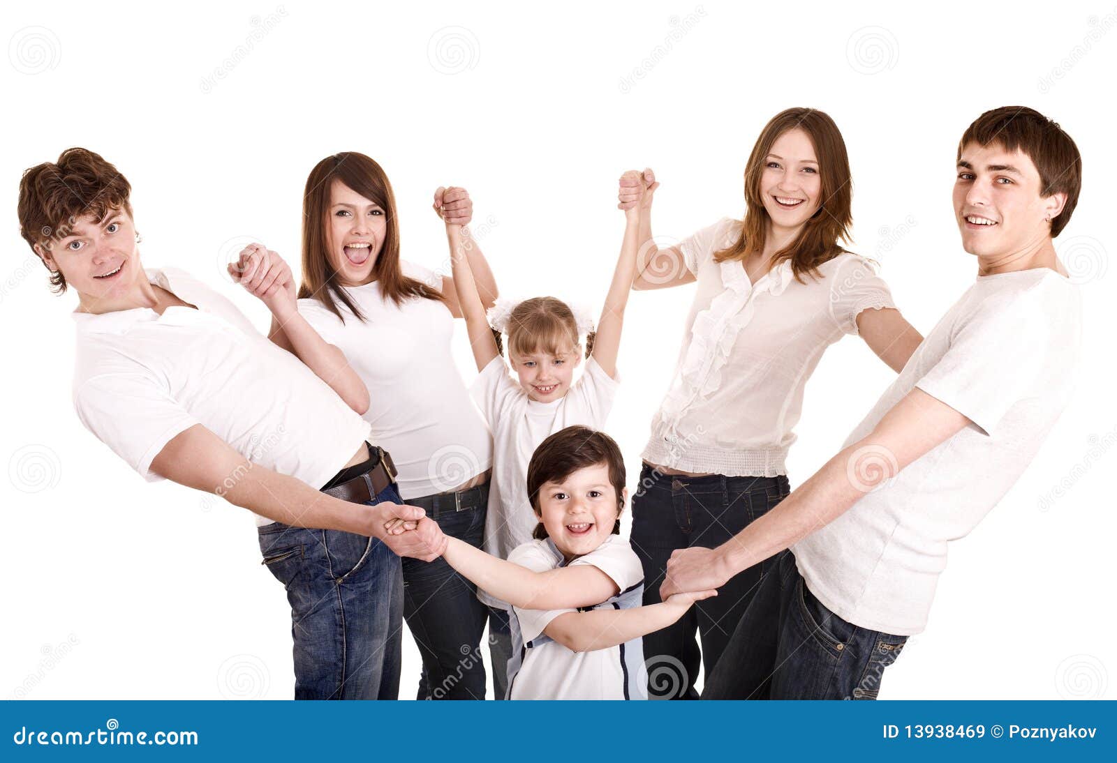 Happy Family with Group Children. Stock Image - Image of marriage ...