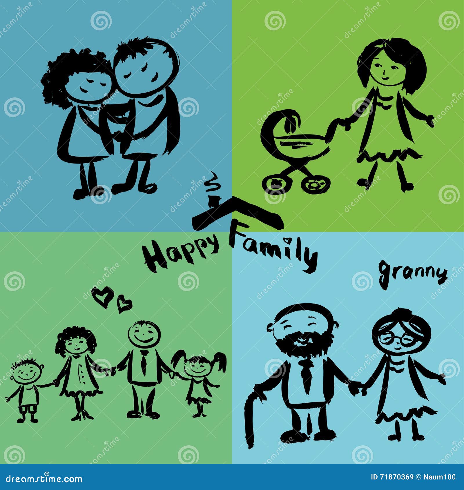 Happy Family, Hand Drawing. Stock Vector - Illustration of happy ...
