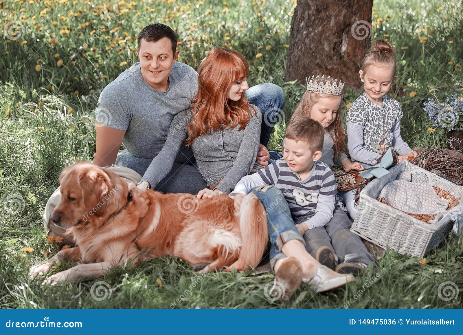 Happy Family Has Fun in the Park. Stock Photo - Image of enjoying ...