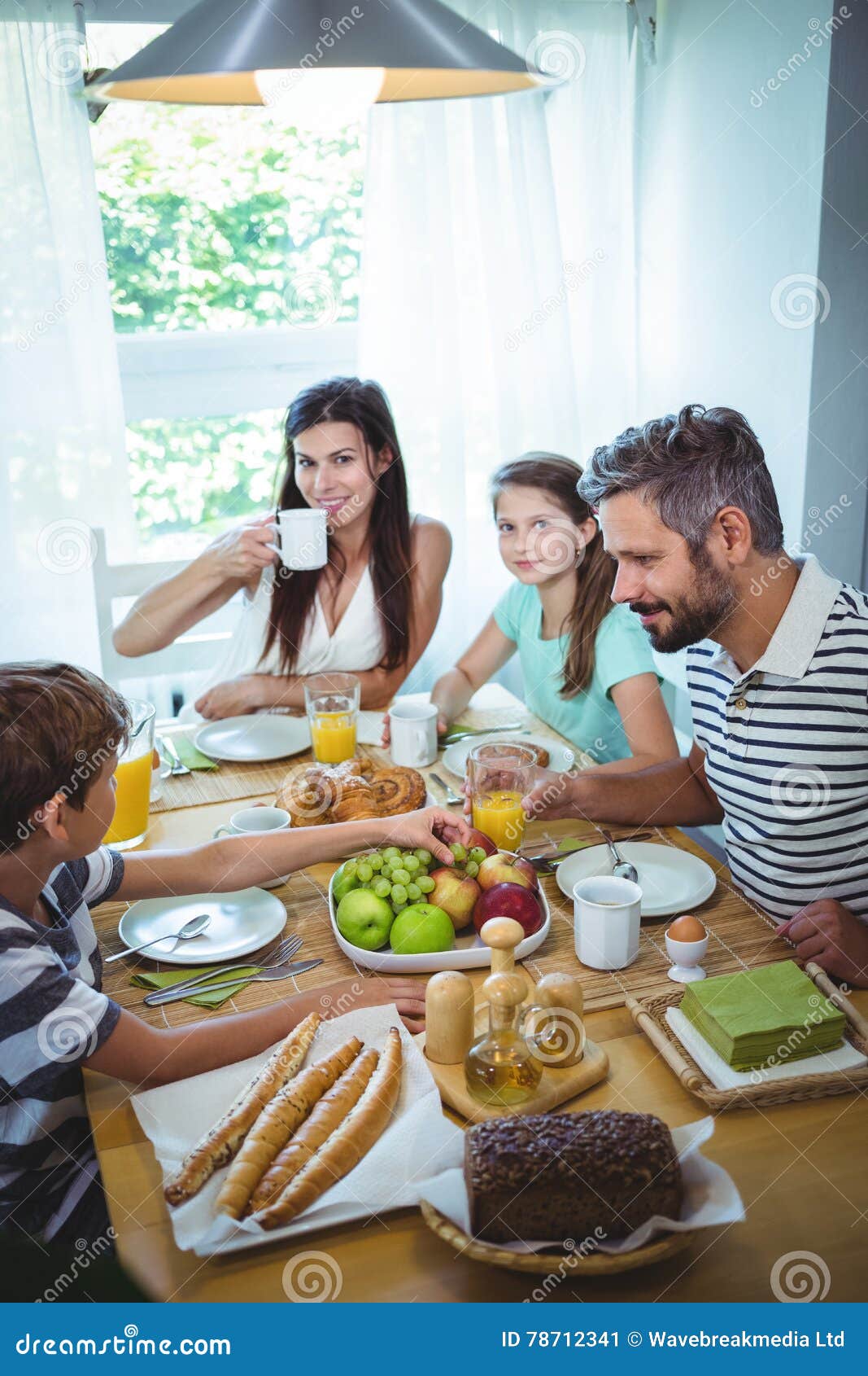 Happy Family Having Breakfast Together Stock Image - Image of caucasian ...