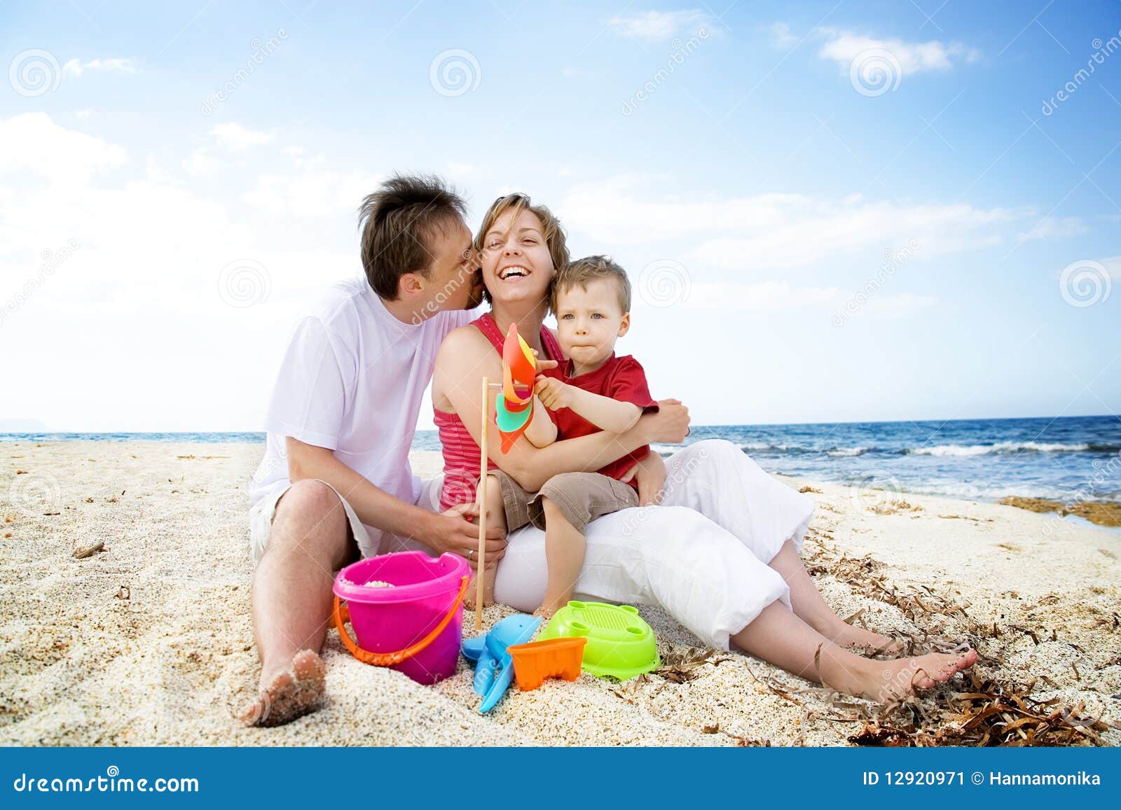Happy Family Having Fun on the Beach. Stock Image - Image of energetic ...