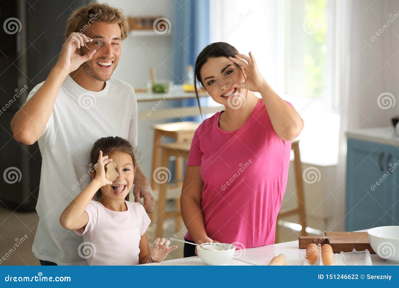 Happy Family Having Fun while Cooking in Kitchen Stock Photo - Image of ...