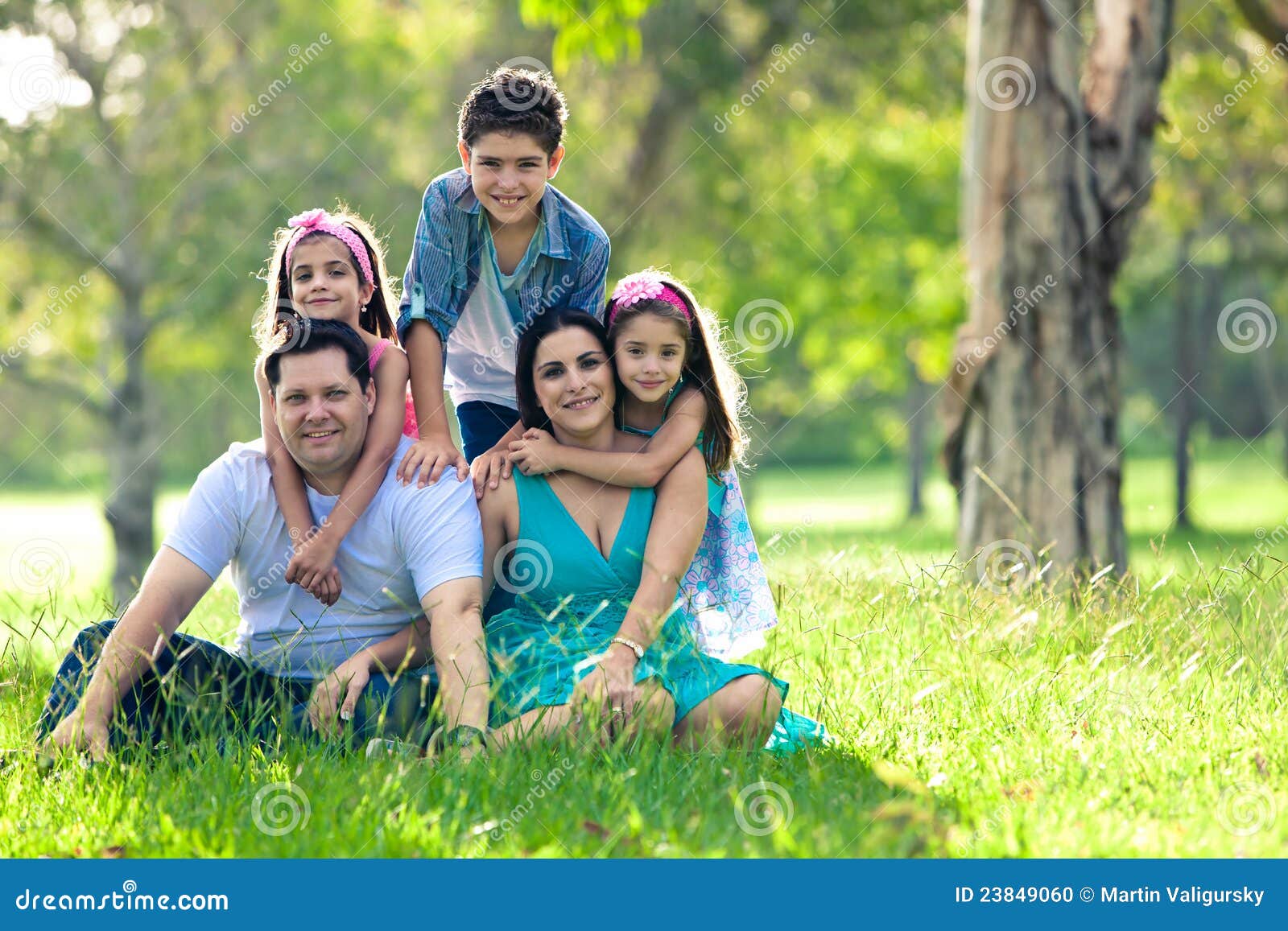 Happy Family Having Fun Outdoors Spring Park Stock Images - Download ...