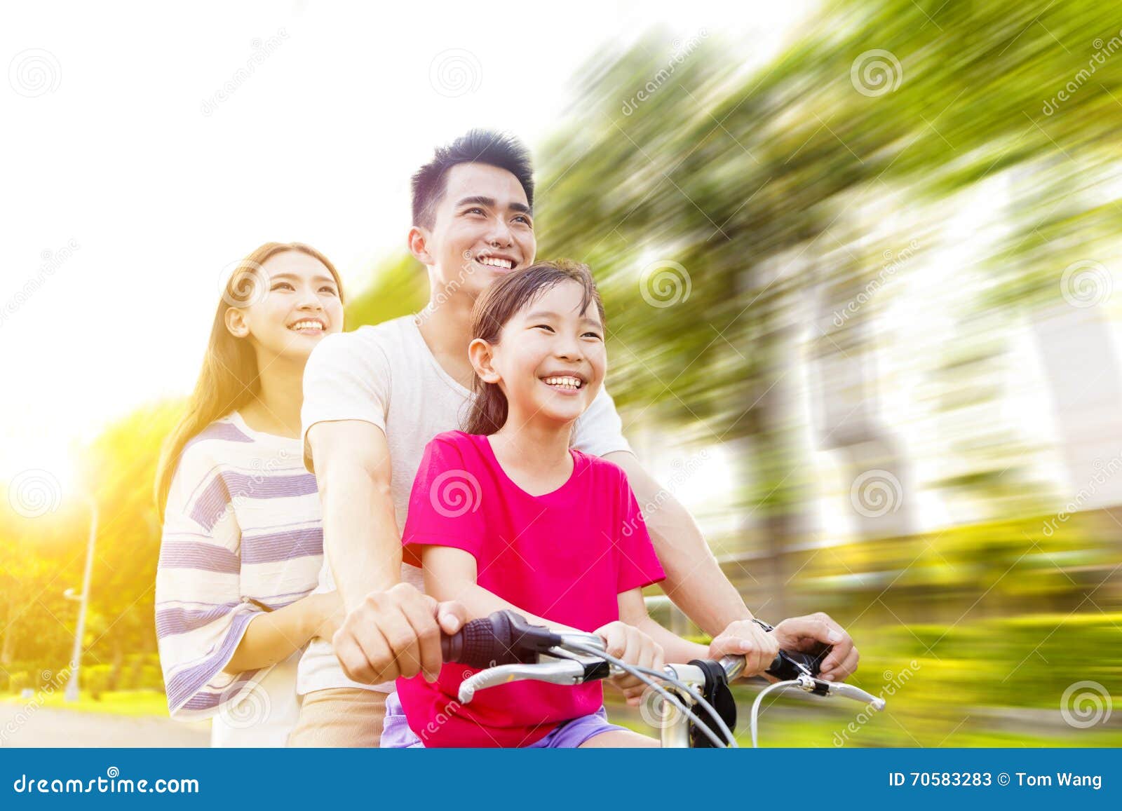 Happy Family Having Fun in Park with Bicycle Stock Image - Image of ...