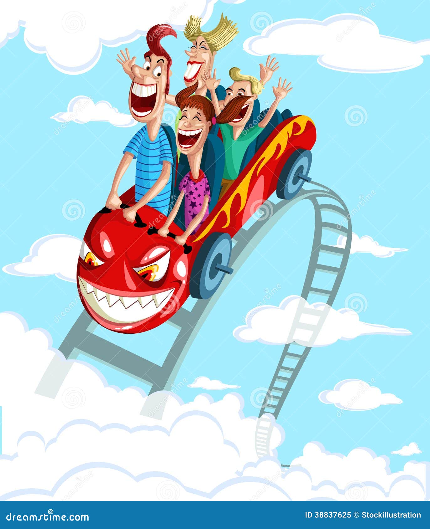 Happy Family Having Fun Ride Stock Vector - Illustration of falling ...