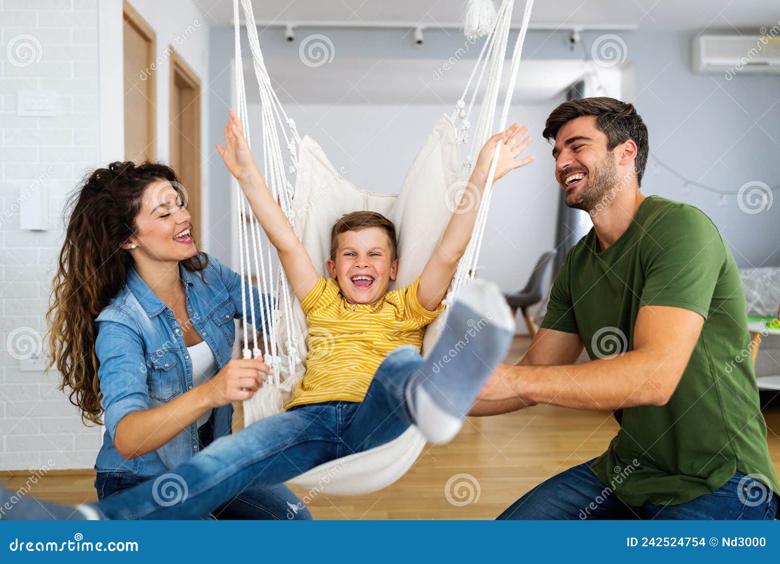 Happy Family Having Fun Time at Home Stock Photo - Image of playing ...