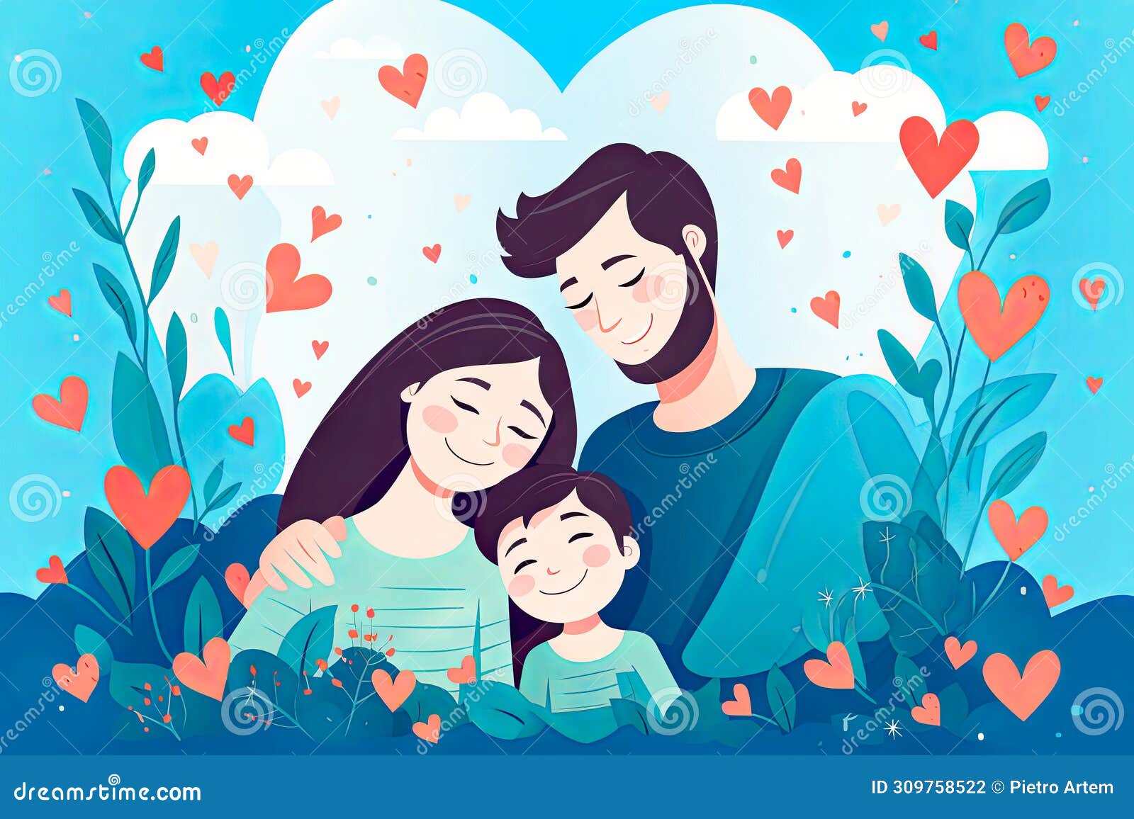 Happy Family with Heart Feeling in Love Stock Photo - Image of female ...