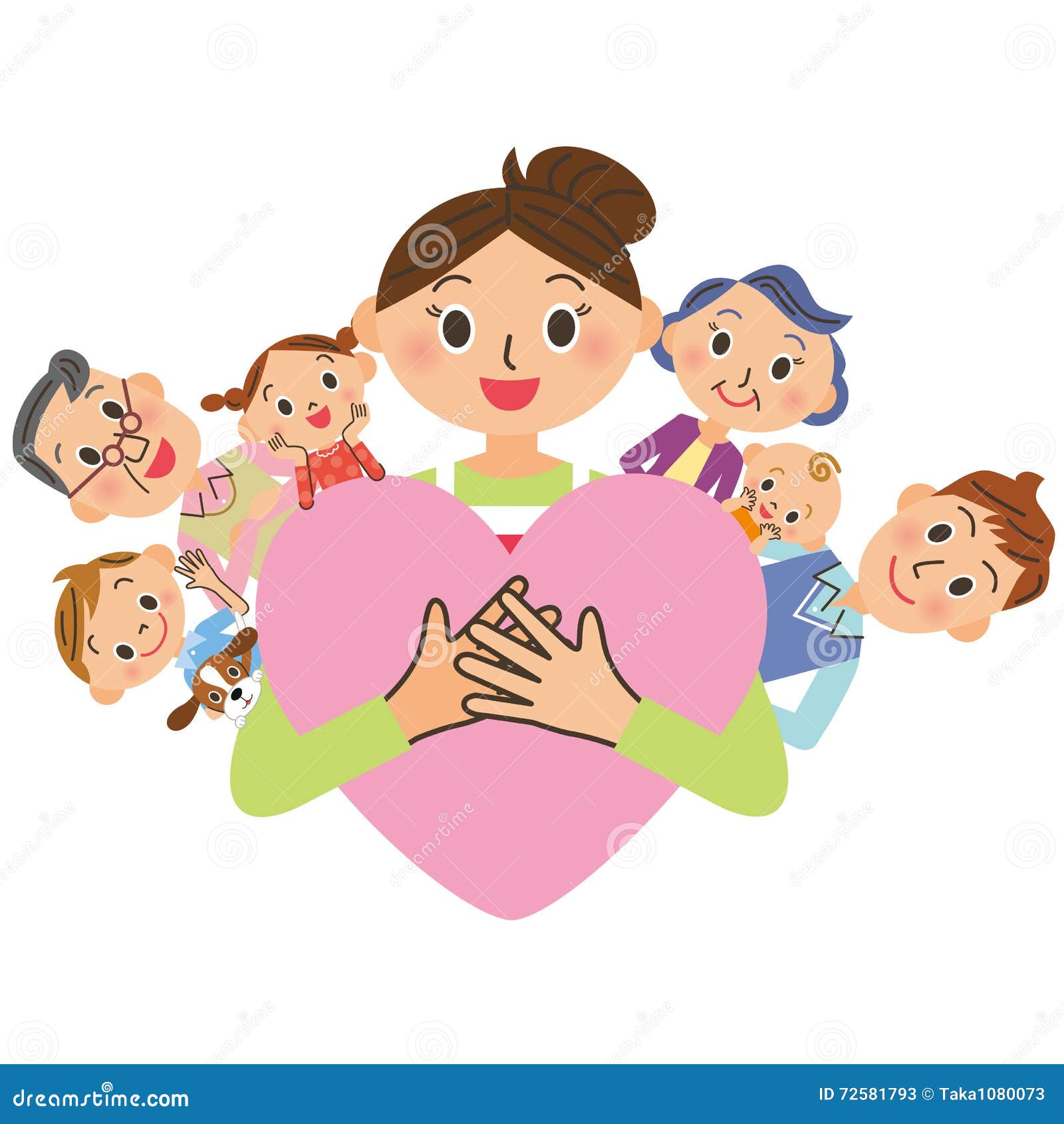 Happy family and heart stock vector. Illustration of father - 72581793