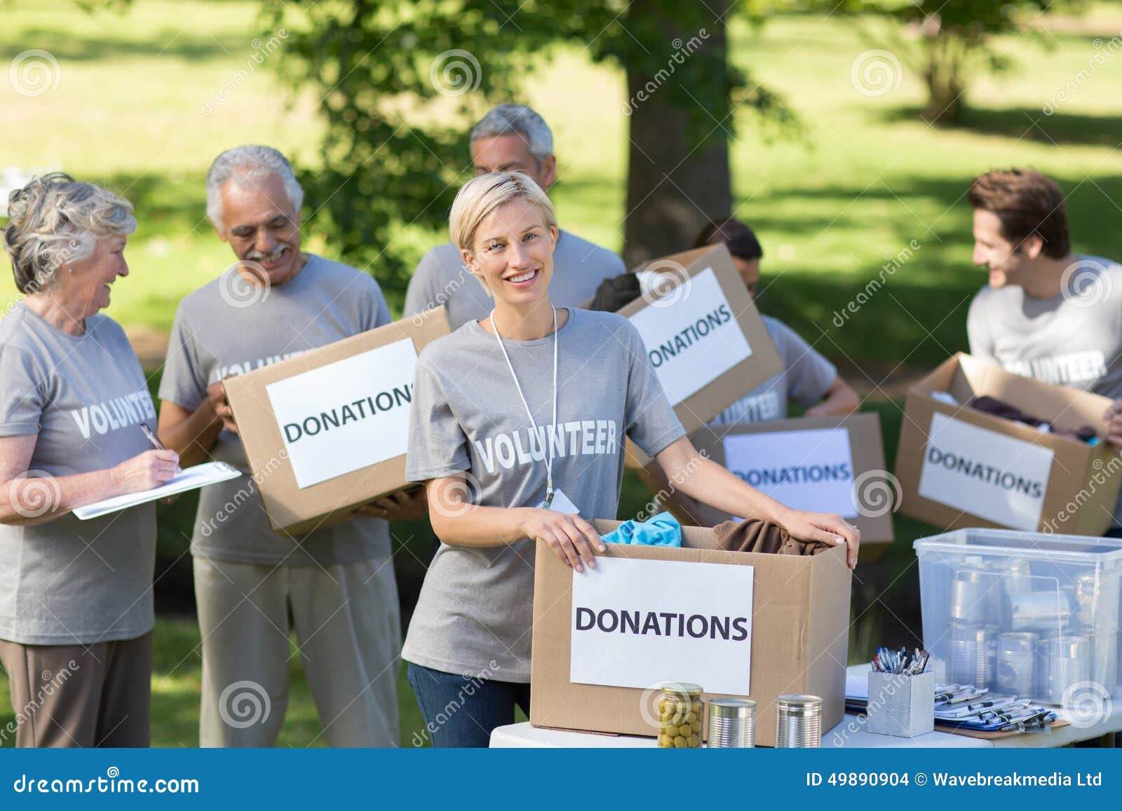 Happy Family Holding Donations Boxes Stock Photo - Image of event, food ...
