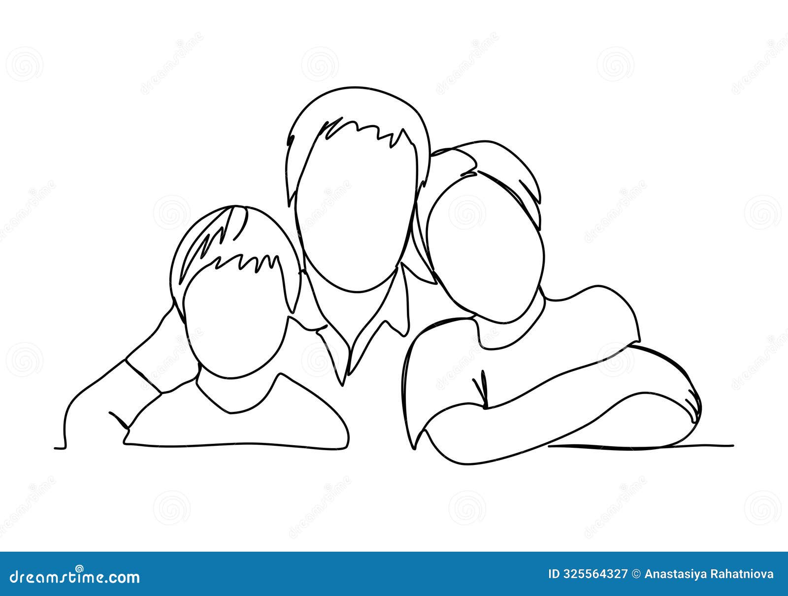 Happy Family Hugging. One Line Drawing Vector Illustration Stock Vector ...