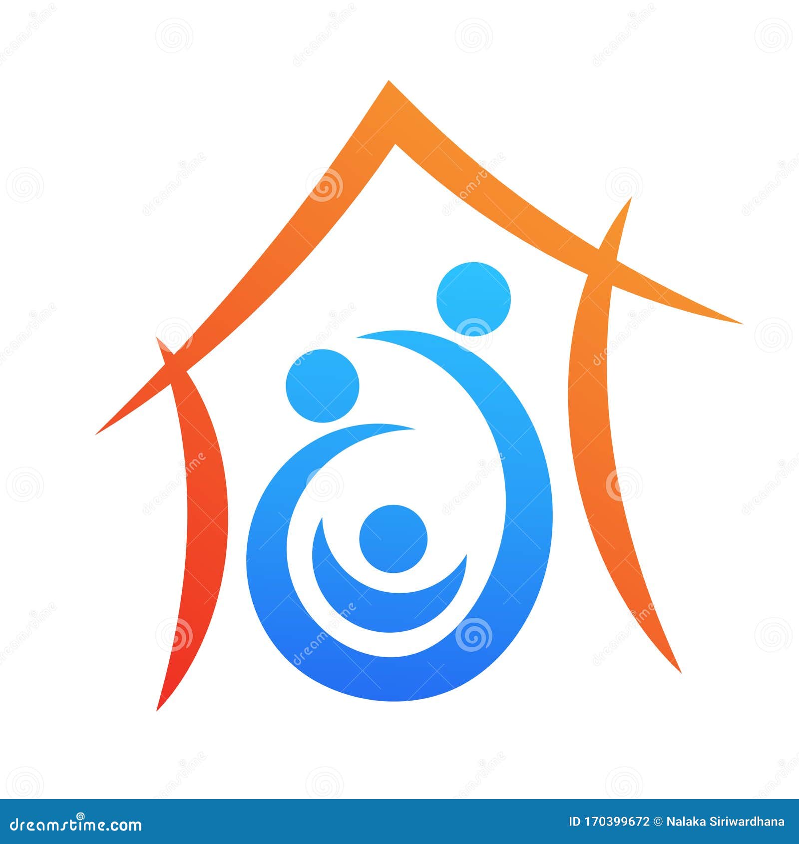 Happy Family Illustration with Home. Stock Vector - Illustration of ...