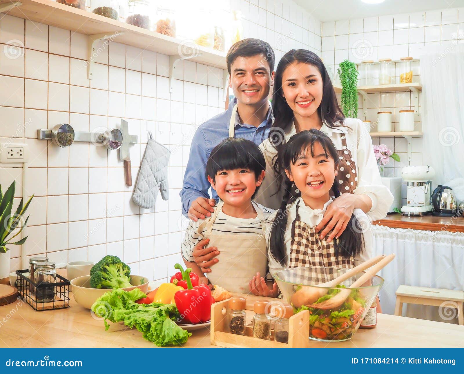 Happy Family is in the Kitchen Stock Photo - Image of adult, girl ...